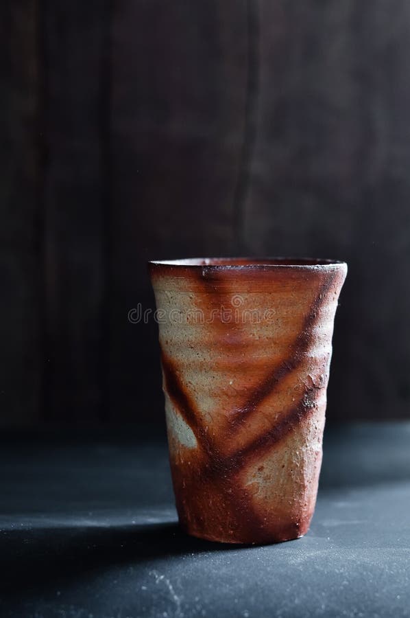 Red Ceramic Japanese Teacup in the Dark Tone Stock Image - Image of ...