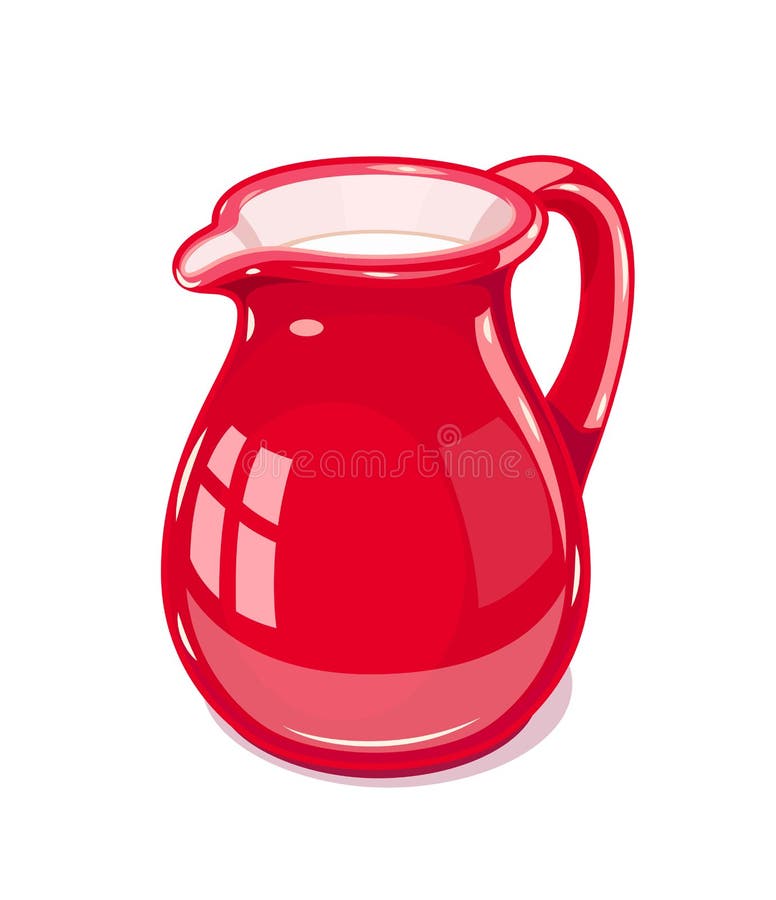 Red Ceramic jug with milk stock vector. Illustration of line - 100652996