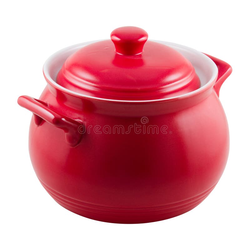 Red Ceramic Pot, Modern Ware, Isolated on White Background Stock Photo ...