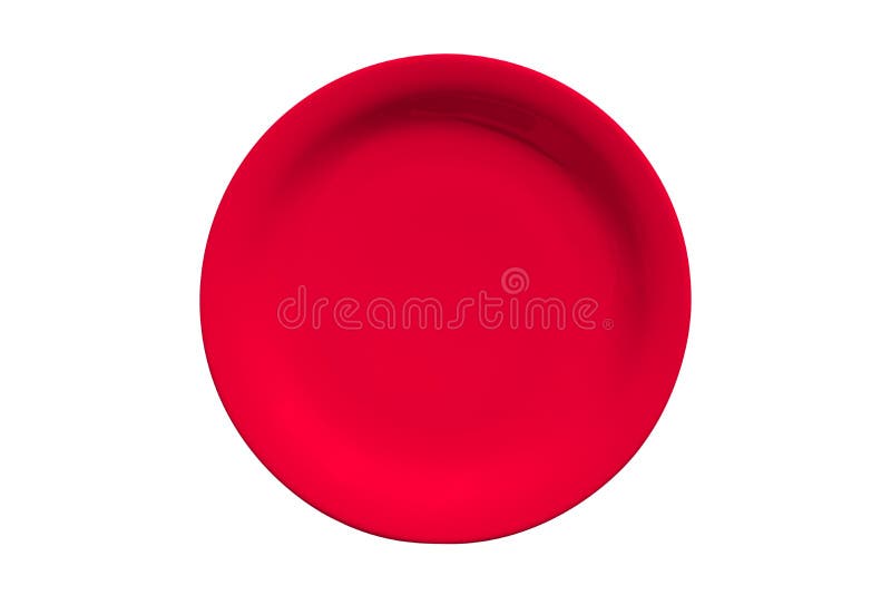Red Ceramic Round Plate Isolated on White Background Stock Image ...