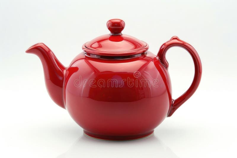A Red Ceramic Teapot Isolated on a White Background Stock Illustration ...