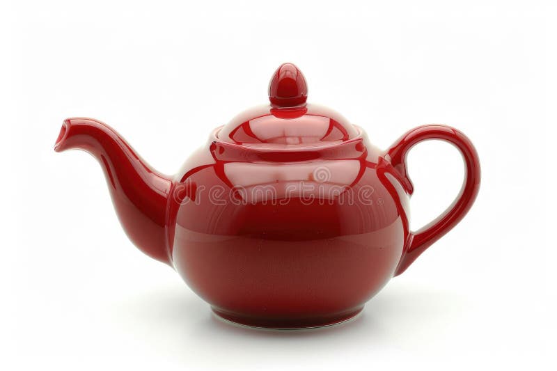 A Red Ceramic Teapot Isolated on a White Background Stock Illustration ...