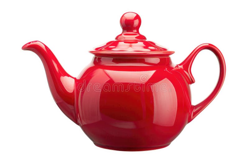 A Red Ceramic Teapot Isolated on a White Background Stock Illustration ...