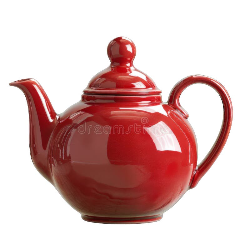 Red Ceramic Teapot with Shiny Finish Stock Image - Illustration of ...
