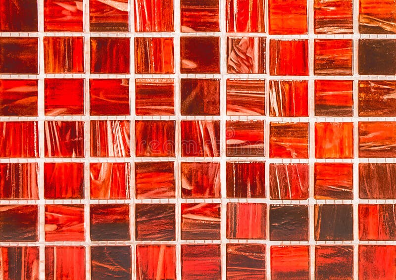 Red Ceramic Tiles with Abstract Patterns, Decorative Mosaic Texture ...