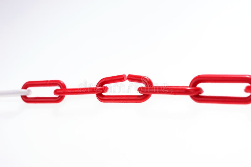 Red Chain with Broken Element on White Stock Photo - Image of abstract ...