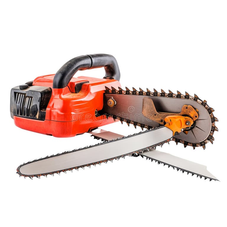 Red Chainsaw with Two Blades Powerful Cutting Tool Stock Illustration ...