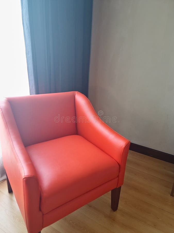 Red Chair Alone in the Corner Room Stock Photo - Image of room, alone ...
