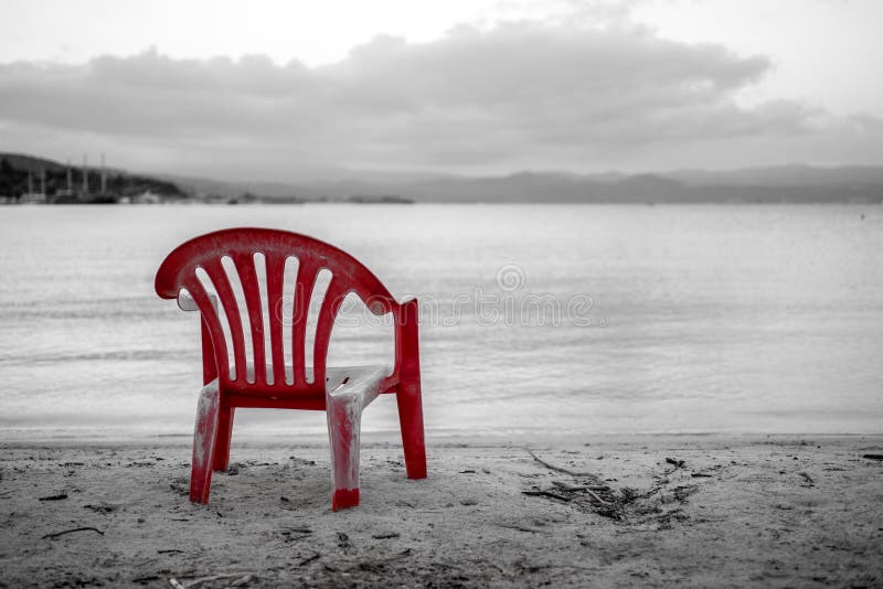 Red chair on the beach stock photo. Image of nature, beautiful - 59424868