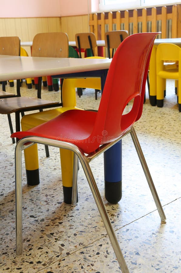 Red Chair for Children Inside the School Classroom Stock Photo - Image ...