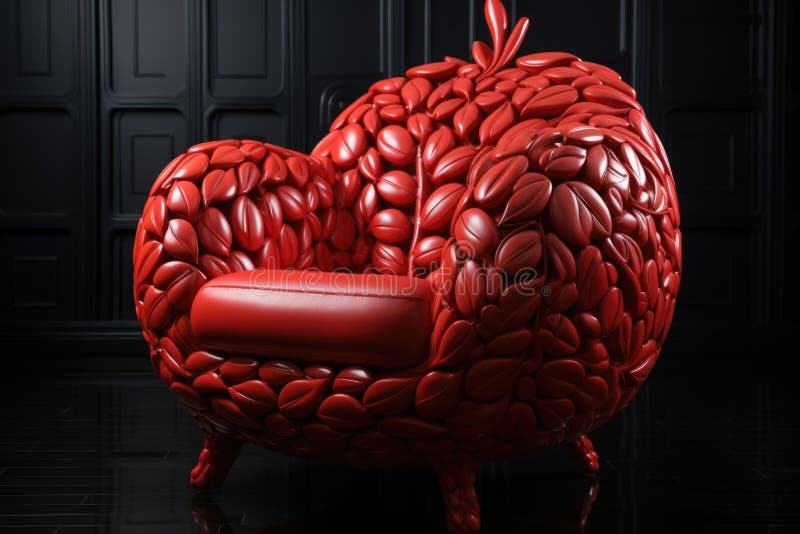 A Red Chair Made Out of Red Leaves Apple Chair Stock Illustration ...