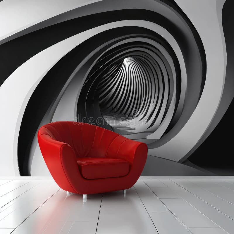 Red Chair in Abstract Tunnel Stock Image - Image of contrast ...