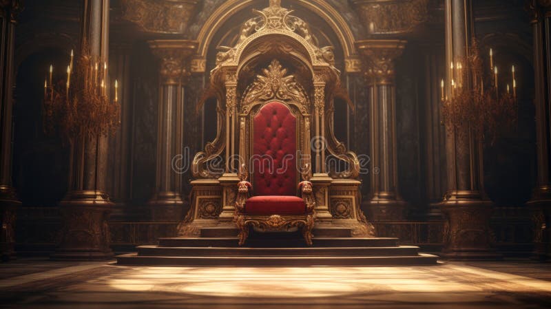A Red Chair Placed on a Regal Golden Throne Stock Image - Image of ...