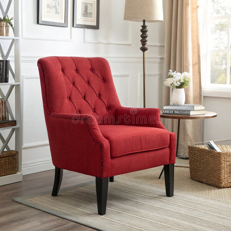Red chair in room stock illustration. Illustration of office - 374407363