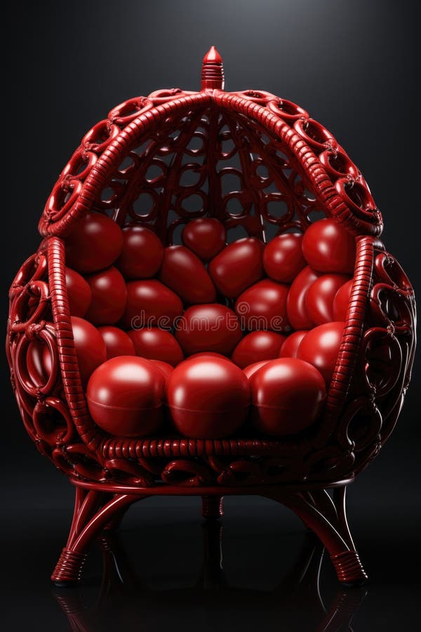 A Red Chair Sitting in Front of a Window Apple Chair Stock Illustration ...