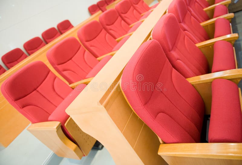 Red chairs stock image. Image of auditorium, lines, audience - 14187949