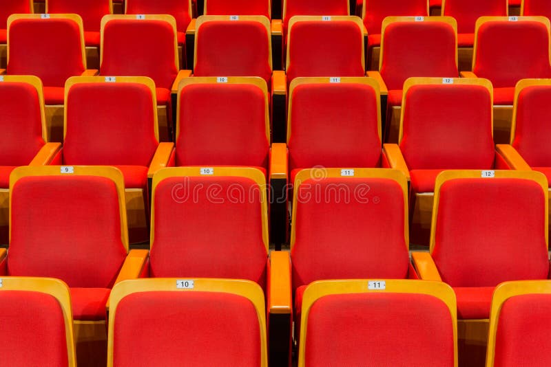Red Chairs in the Auditorium of the Theater or Concert Hall Stock Image ...