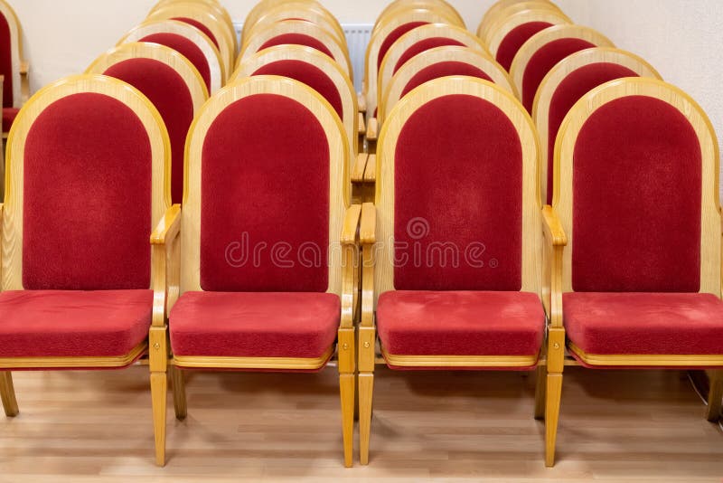 Red Chairs in an Empty Concert Hall Stock Photo - Image of industry ...
