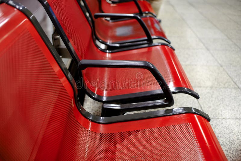 Red Chairs in Metro Station. Stock Photo - Image of design, inside ...