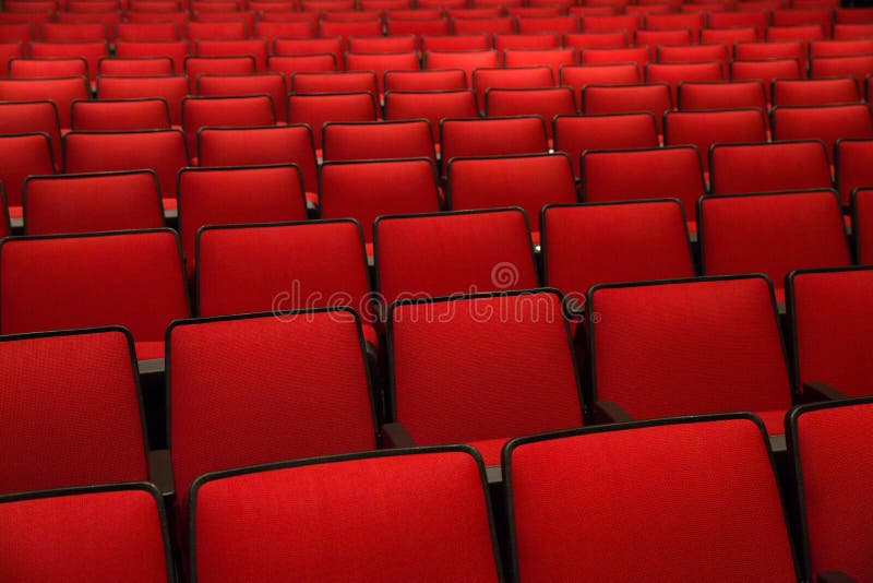 Red Chairs In Movie Theater Stock Image - Image of color, conference ...