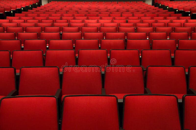 Red Chairs in Movie Theater Stock Image - Image of color, conference ...