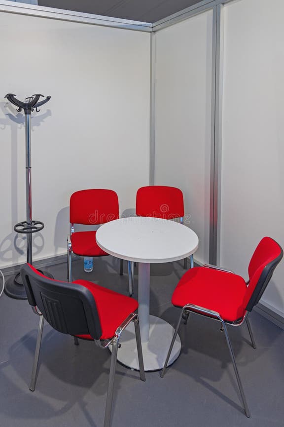Red Chairs Table Booth stock image. Image of 2022, office - 361925069