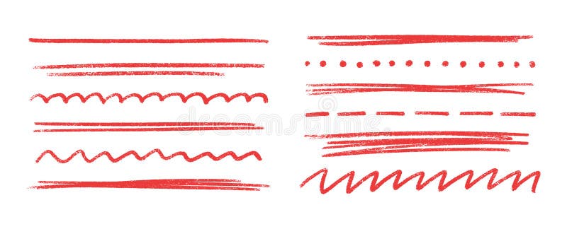 Red Chalk Crayon Line Collection Stock Vector - Illustration of color ...