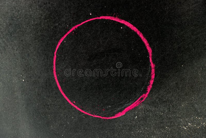 Red Chalk Drawing in Circle Shape on Black Board Stock Image - Image of ...