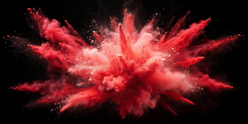 Red Chalk Pieces and Dust Flying Effect Explosion AI Generative Stock ...