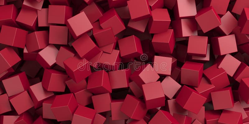 Red Chaotic Cubes Structure. Abstract Design Background Stock ...
