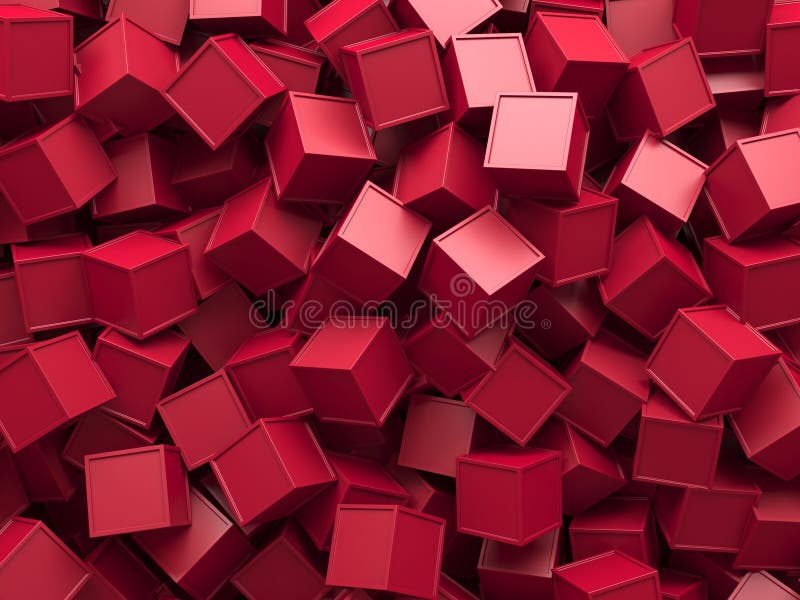 Red Chaotic Cubes Structure. Abstract Design Background Stock ...