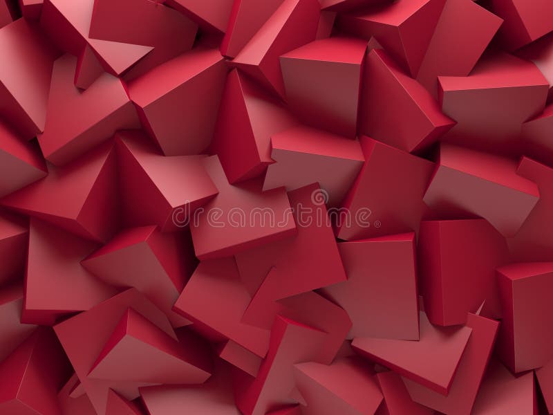 Red Chaotic Cubes Structure. Abstract Design Background Stock ...
