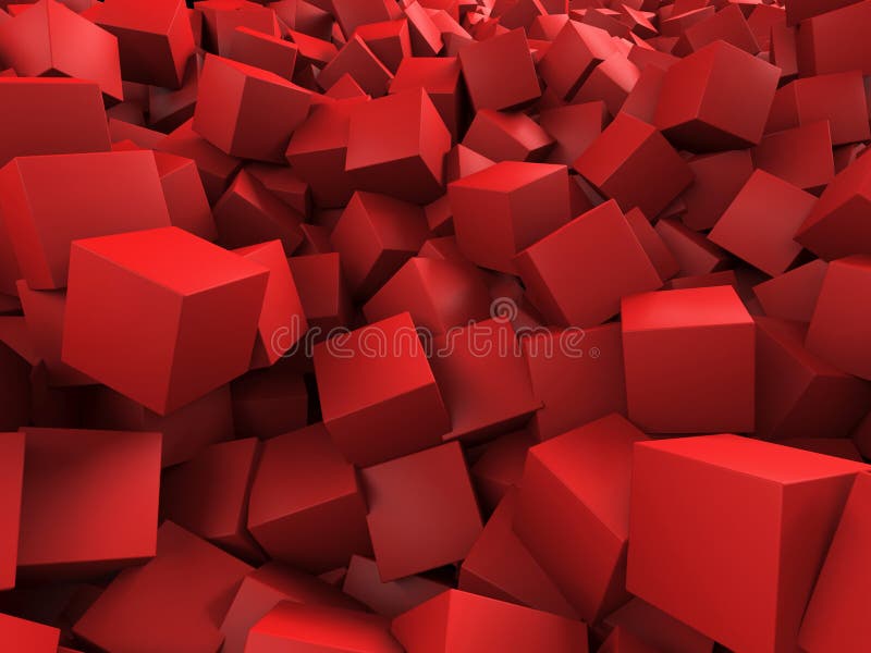 Red Chaotic Cubes Structure. Abstract Design Background Stock ...