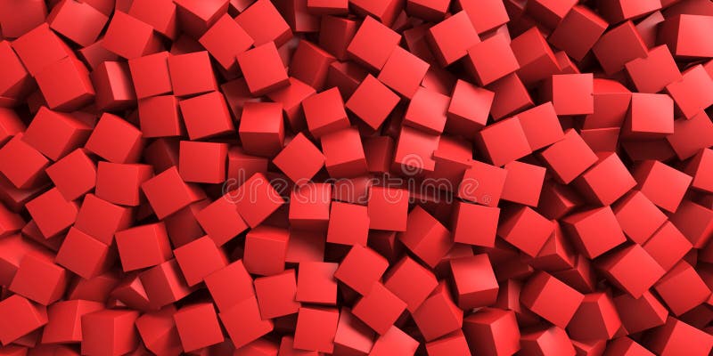 Red Chaotic Cubes Structure. Abstract Design Background Stock ...