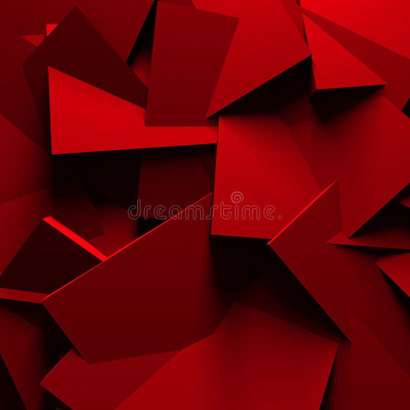 Red Chaotic Cubes Wall Background Stock Illustration - Illustration of ...