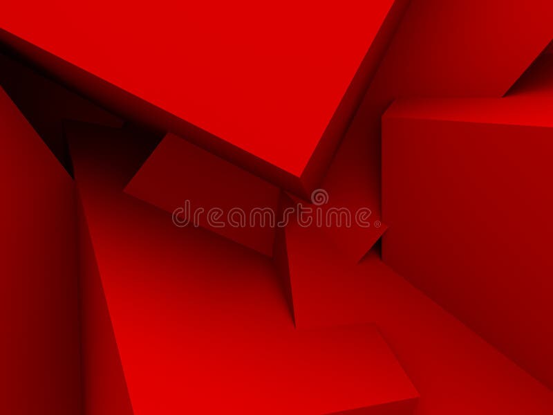 Red Chaotic Cubes Wall Background Stock Illustration - Illustration of ...