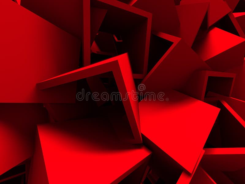 Red Chaotic Cubes Wall Background Stock Illustration - Illustration of ...