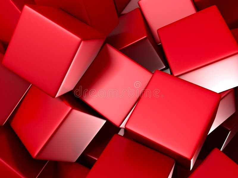 Red Chaotic Glossy Cubes Background Stock Illustration - Illustration ...