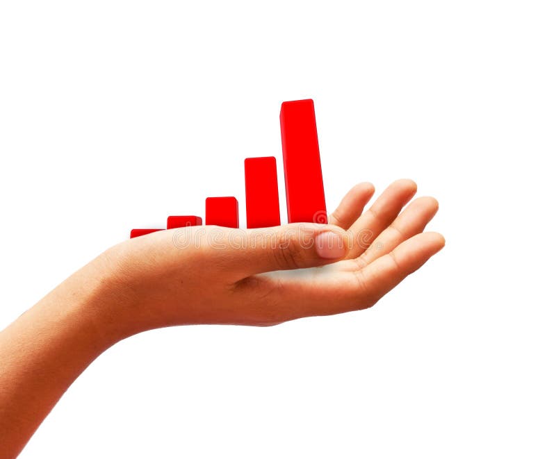 Red chart in hand stock illustration. Illustration of graph - 22831877
