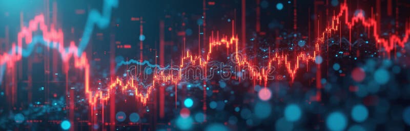Red Chart Shows Financial Market Decline, Loss. Candlestick Pattern ...