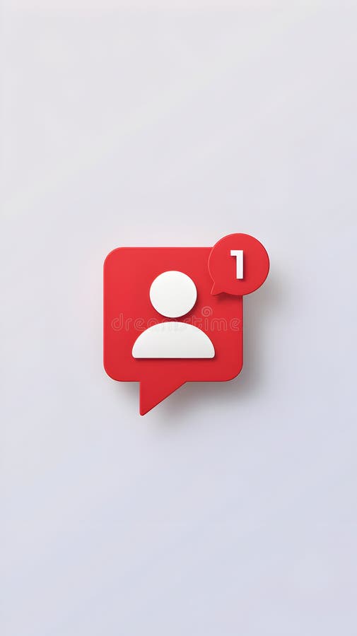 Red Chat Bubble with Person Icon, White Background Emphasizes Digital ...