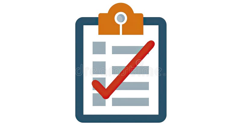 A Red Check Mark is on a Blue and White Clipboard Stock Illustration ...