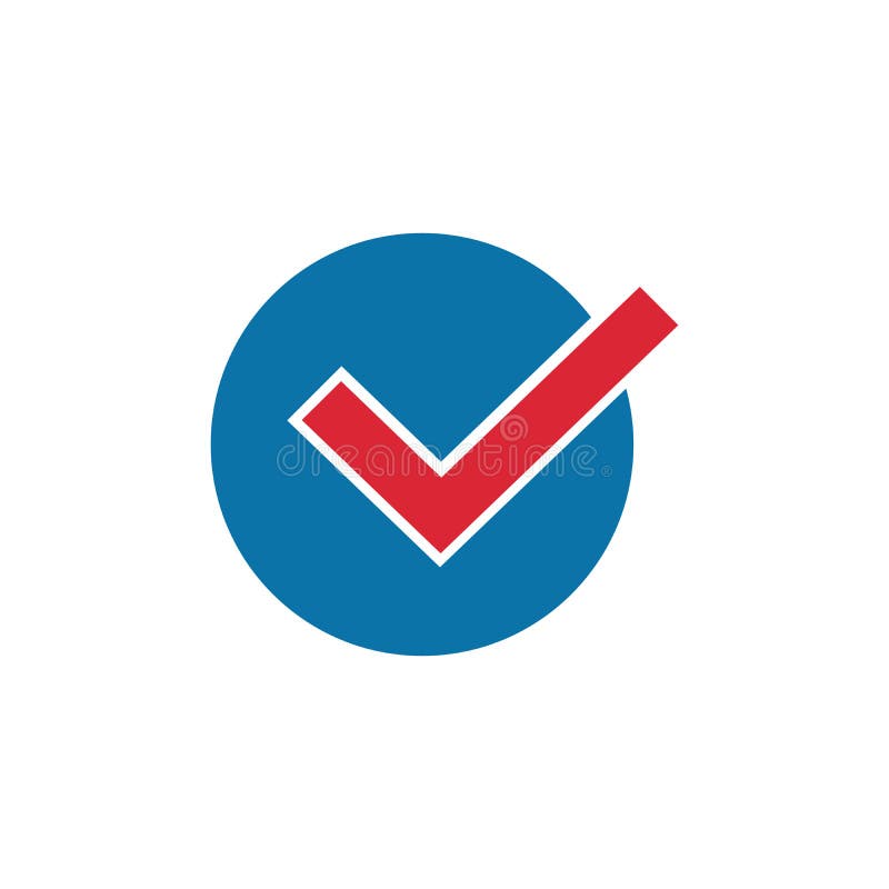 Red Check Mark in Circle Icon in Trendy Flat Style, Check Box Icon ...