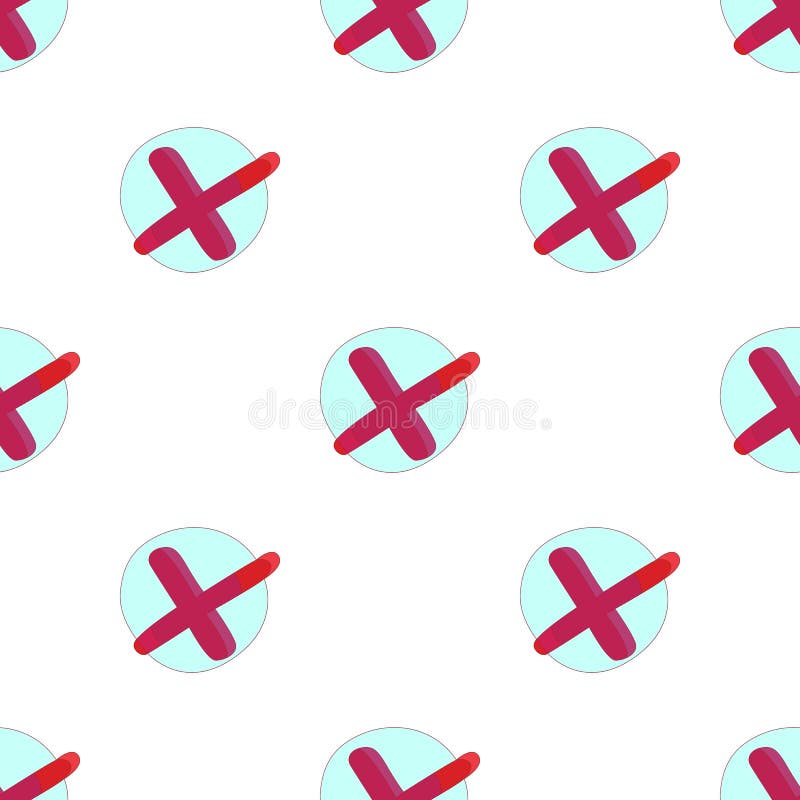 Red Cross, Check Mark Icon, Cartoon Style Stock Illustration ...