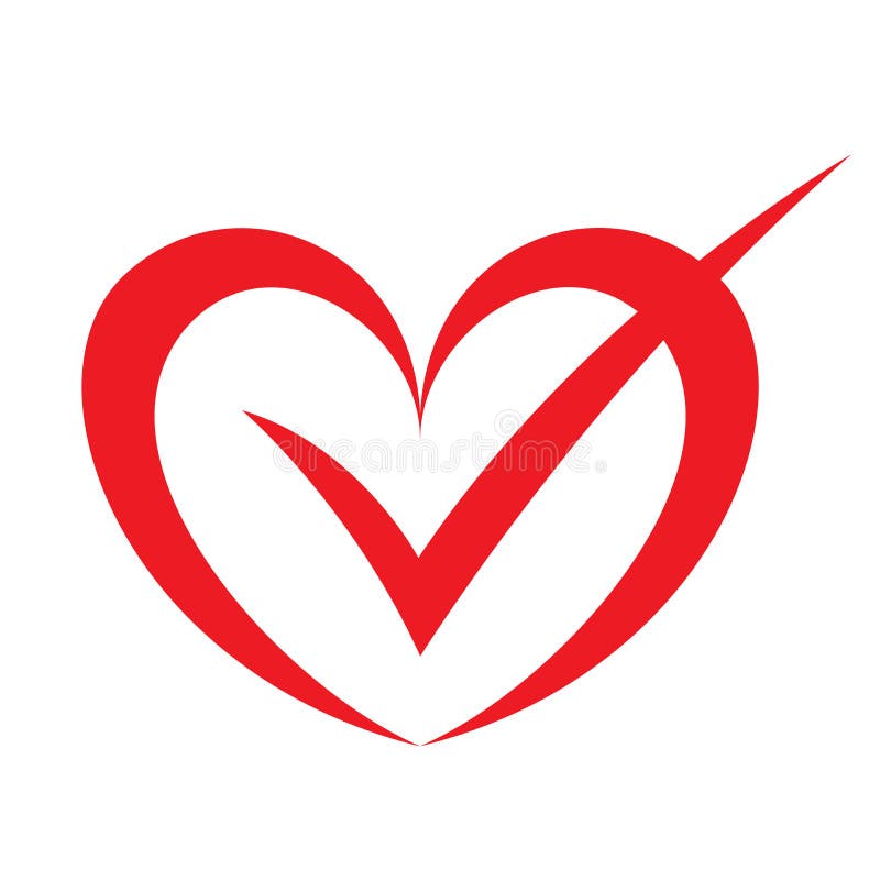 Red check mark in heart, stock vector. Illustration of health - 78209091