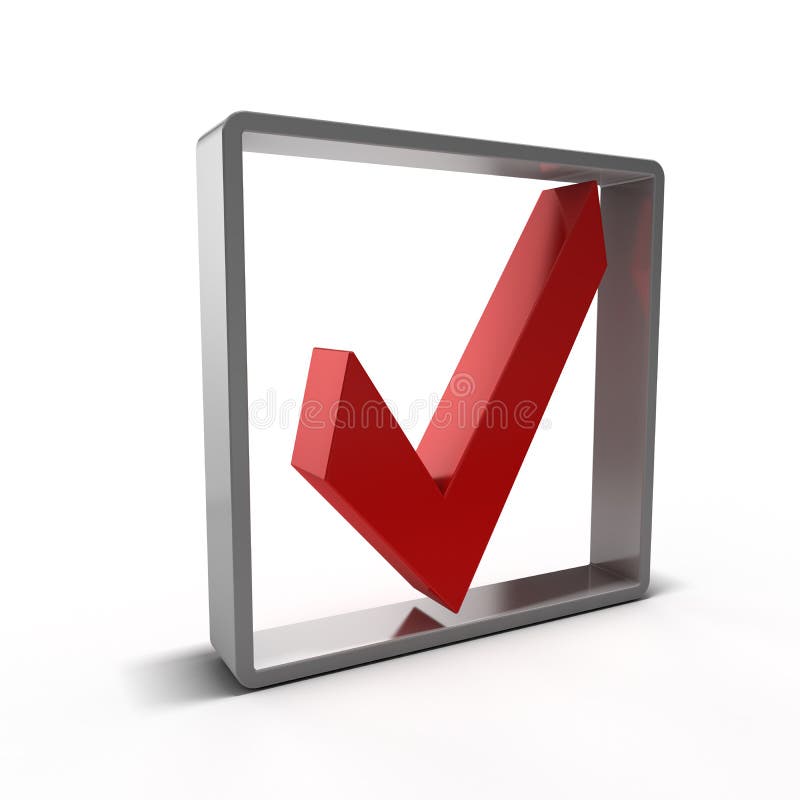 Red Check Mark Icon. 3D Render Stock Illustration - Illustration of ...