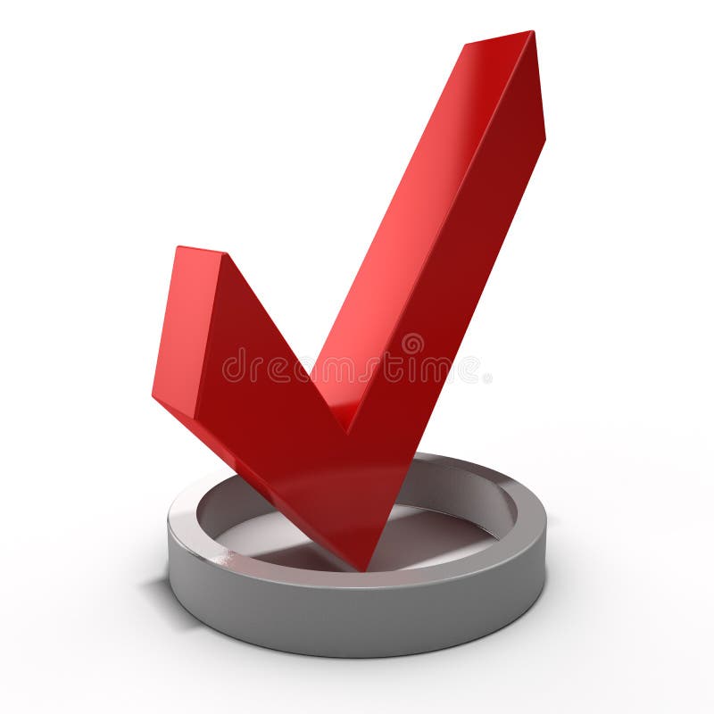 Red Check Mark Icon. 3D Render Stock Illustration - Illustration of ...
