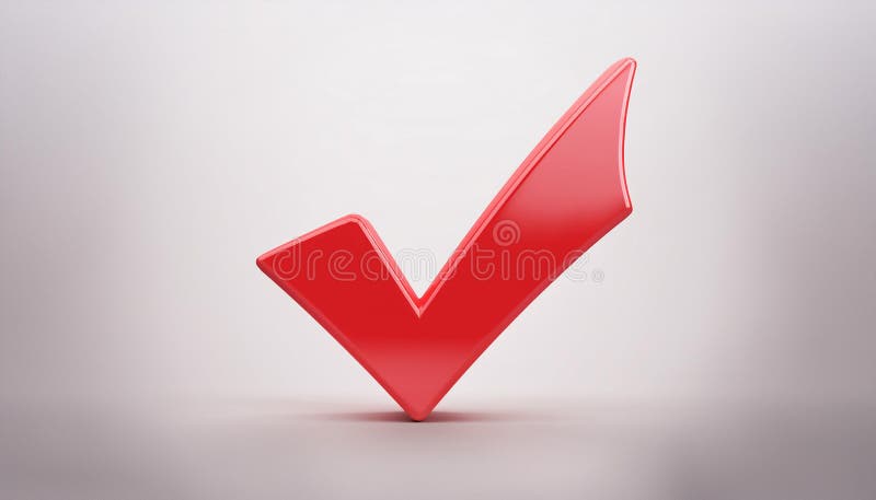 Red Check Mark Icon. Symbol of Approval. 3D Rendering, Modern ...