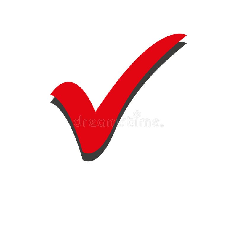 Red Check Mark Icon. Tick Symbol in Red Color, Vector Illustration ...