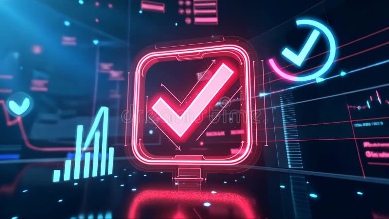 Red Check Mark is on a Blue and Red Background Stock Footage - Video of ...